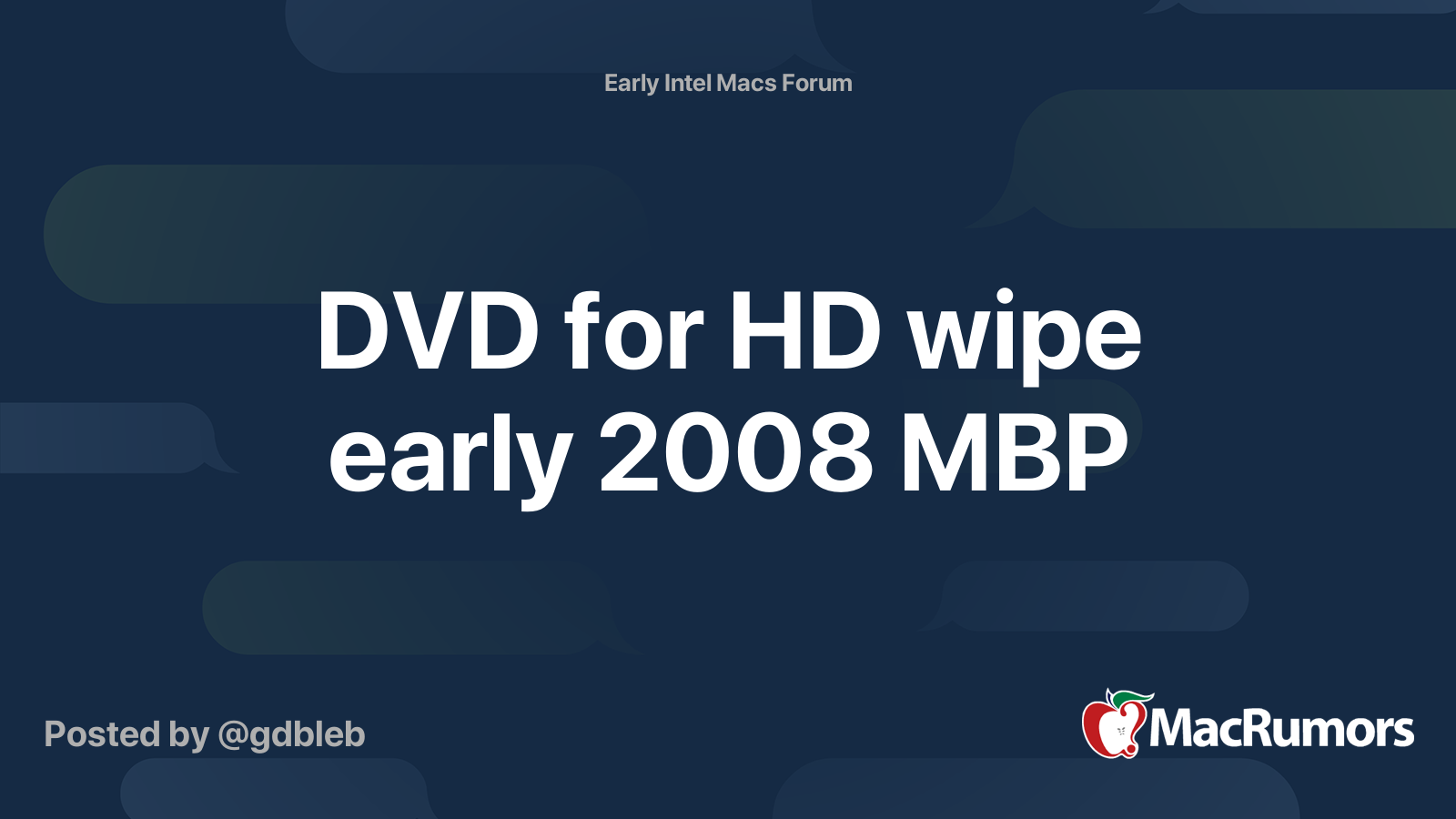 DVD for HD wipe early 2008 MBP | MacRumors Forums