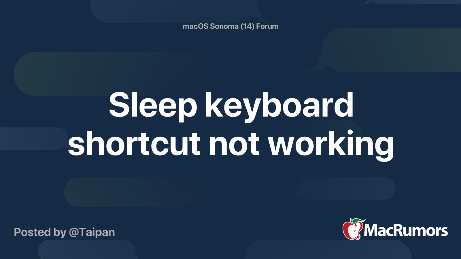 Sleep keyboard shortcut not working | MacRumors Forums
