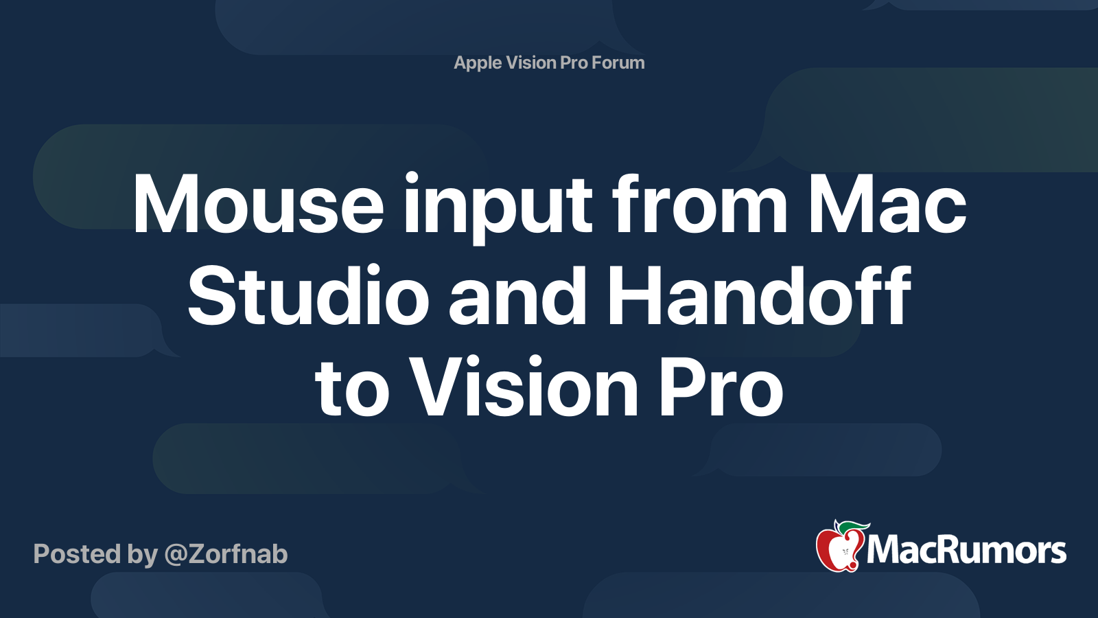 Mouse input from Mac Studio and Handoff to Vision Pro | MacRumors Forums