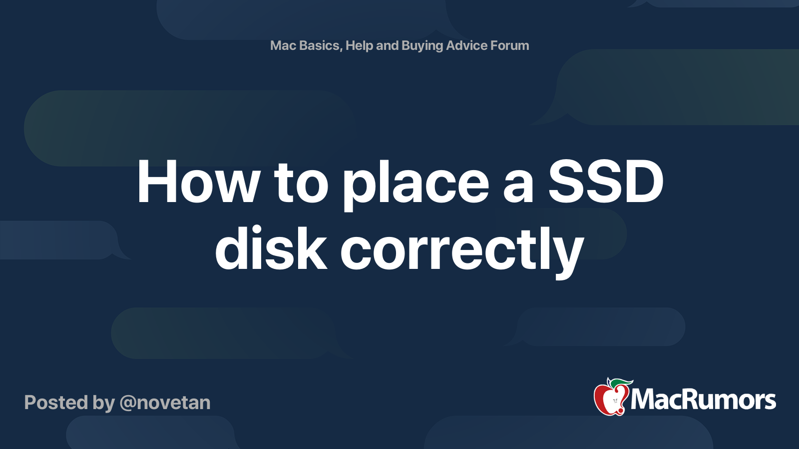 How to place a SSD disk correctly | MacRumors Forums