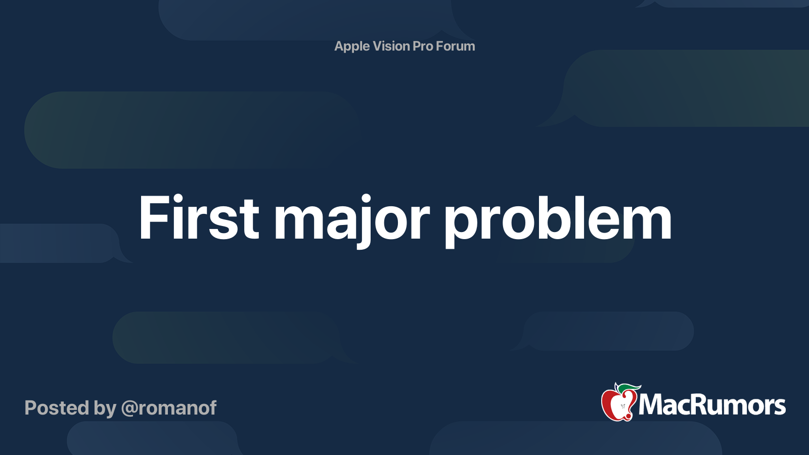 First major problem | MacRumors Forums