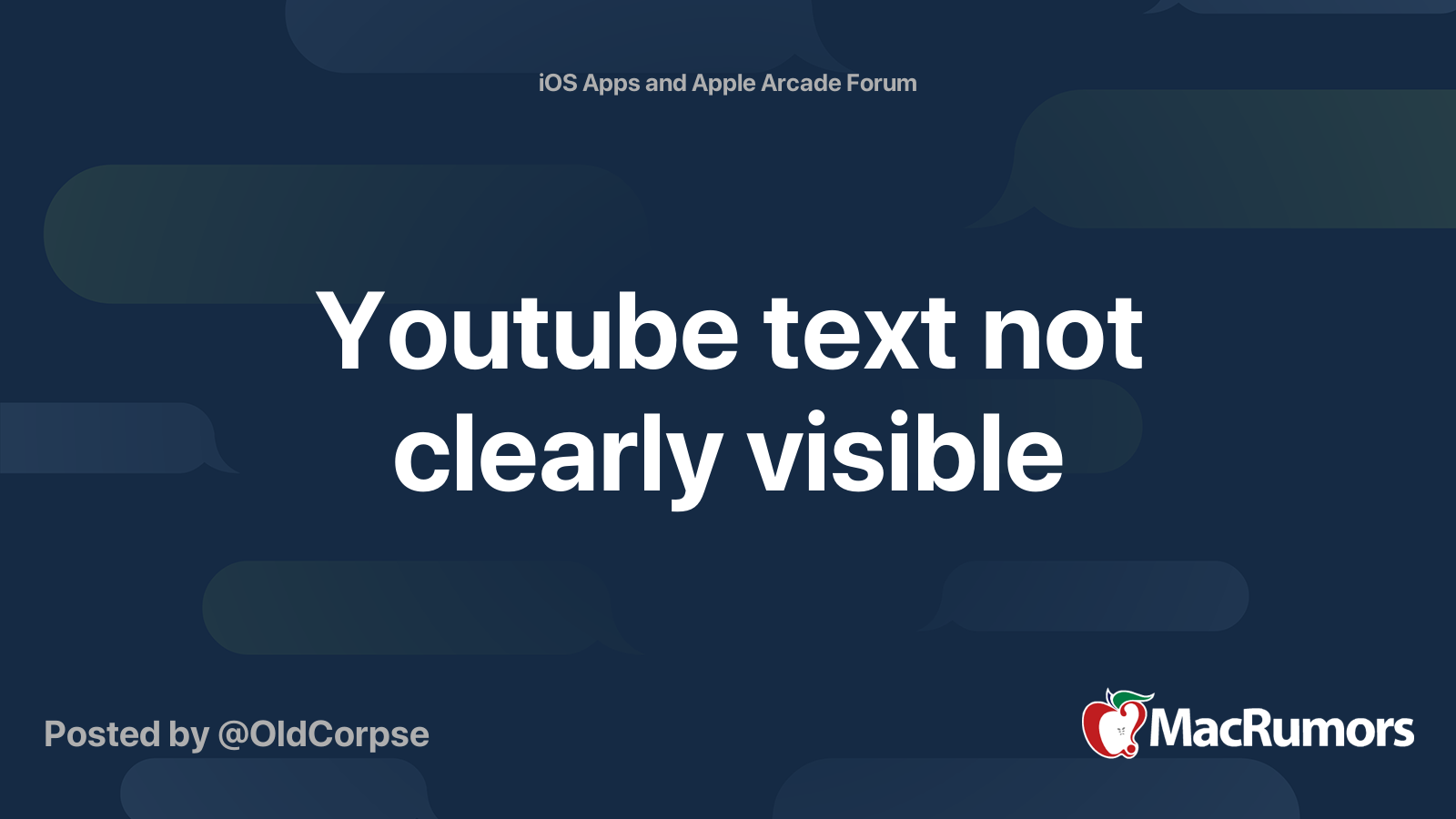Youtube text not clearly visible | MacRumors Forums