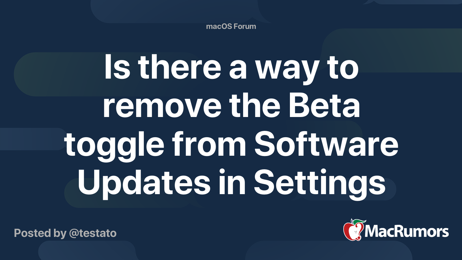 Is there a way to remove the Beta toggle from Software Updates in ...