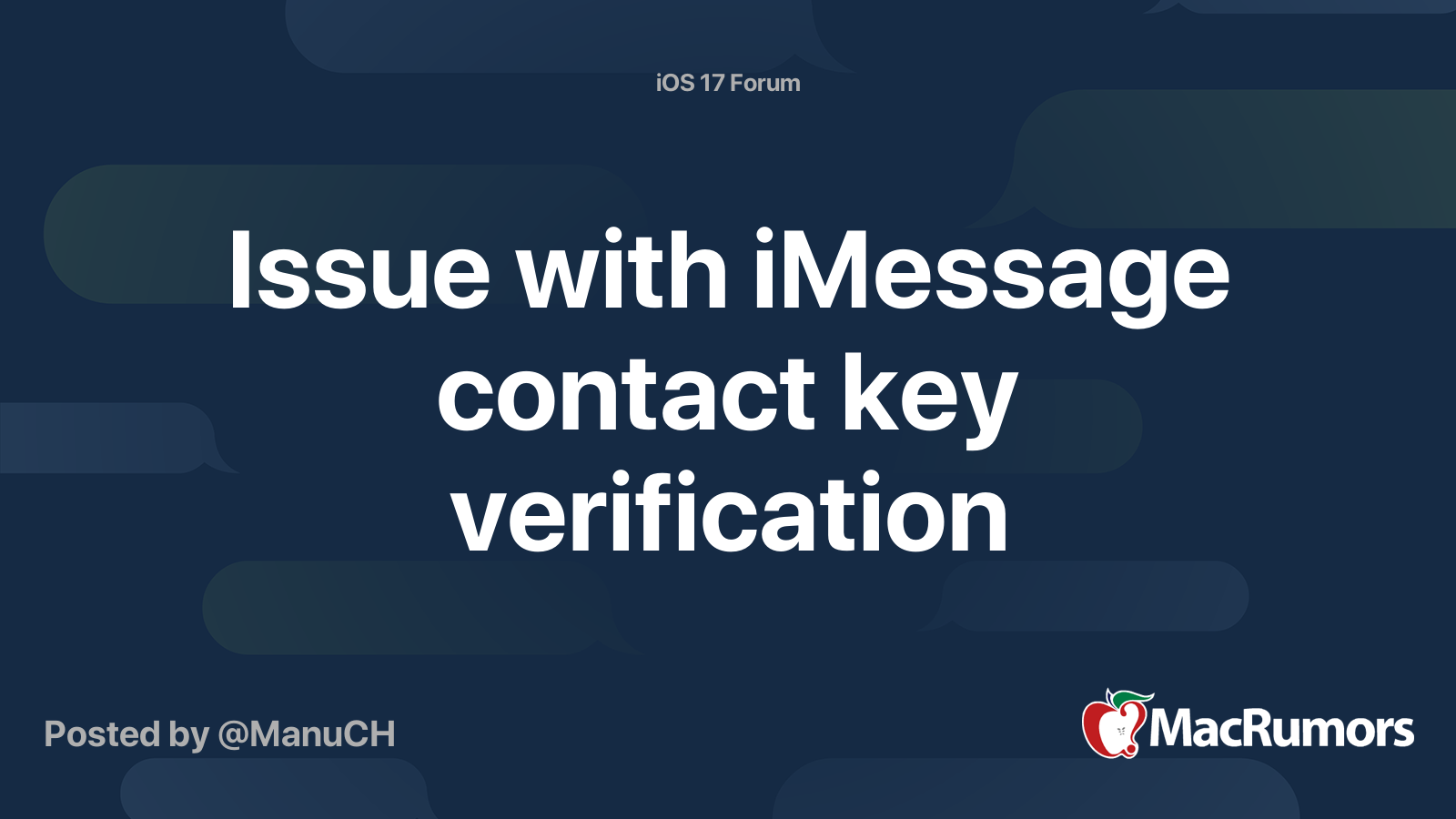 Issue with iMessage contact key verification | MacRumors Forums