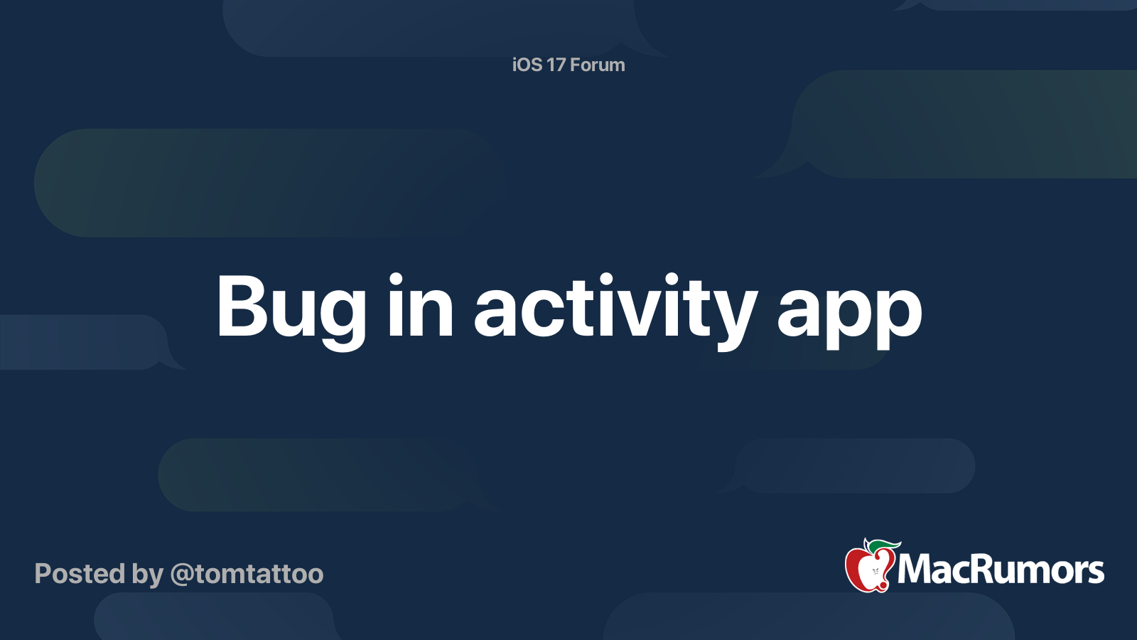 Bug in activity app | MacRumors Forums