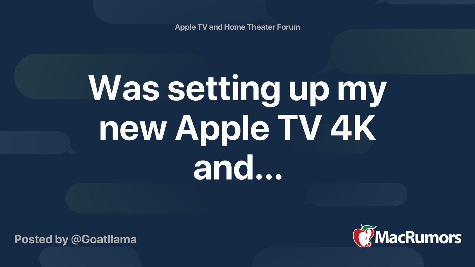 Was setting up my new Apple TV 4K and... | MacRumors Forums