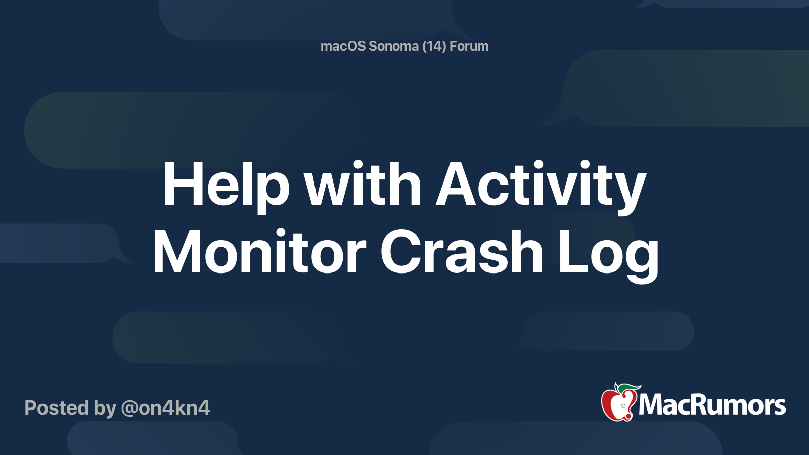 Help with Activity Monitor Crash Log | MacRumors Forums