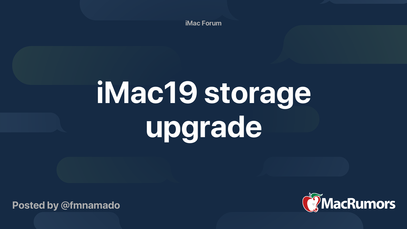iMac19 storage upgrade | MacRumors Forums