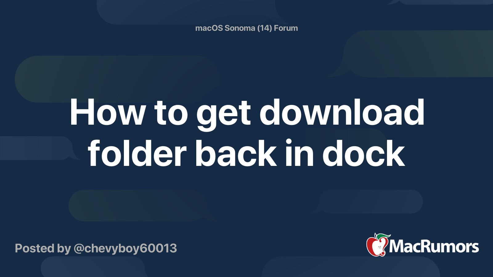 How to get download folder back in dock | MacRumors Forums