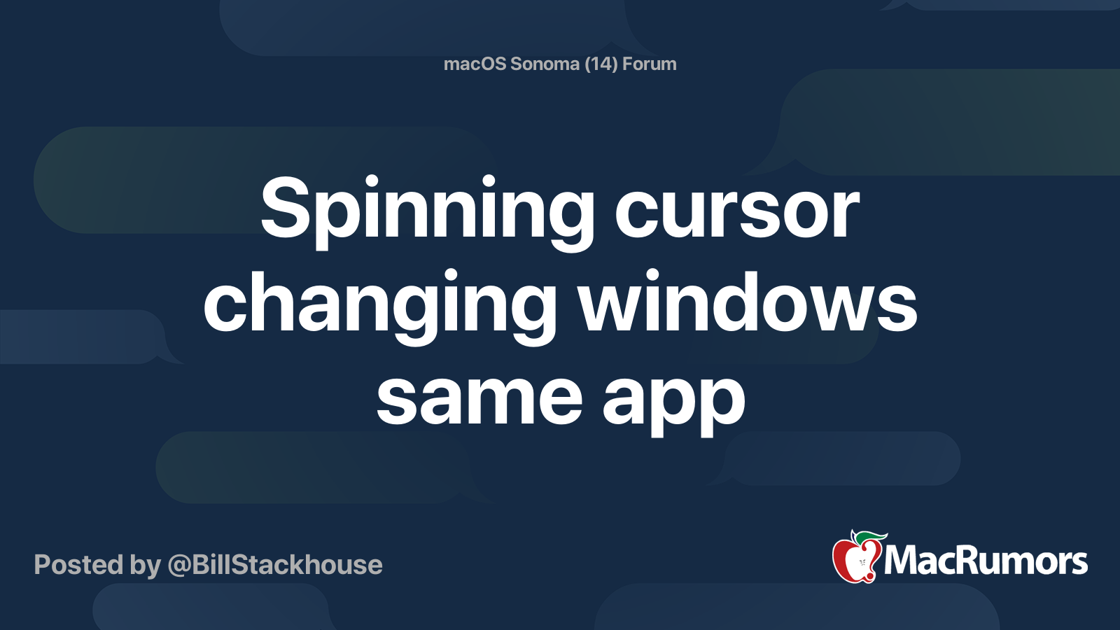 Spinning cursor changing windows same app | MacRumors Forums