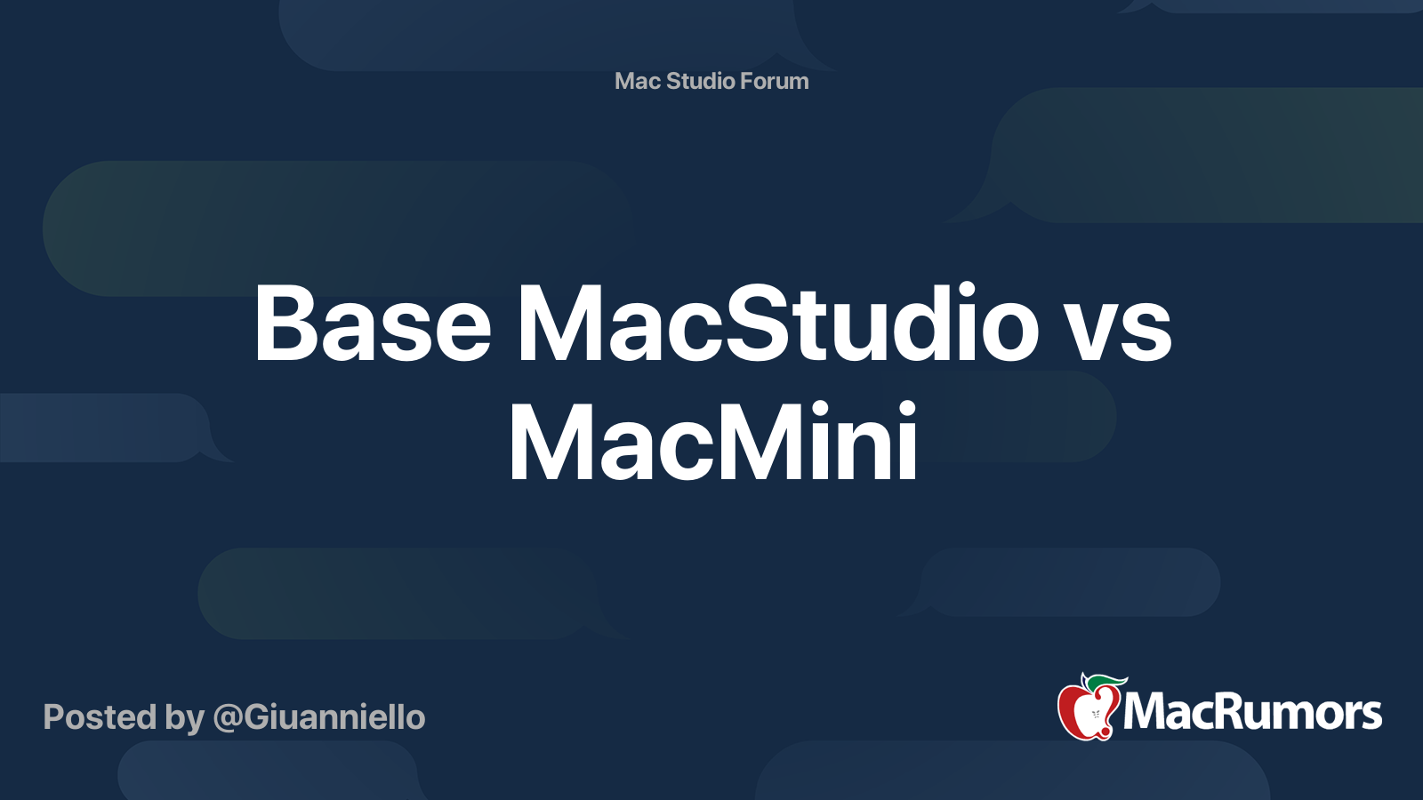 Base MacStudio vs MacMini | MacRumors Forums