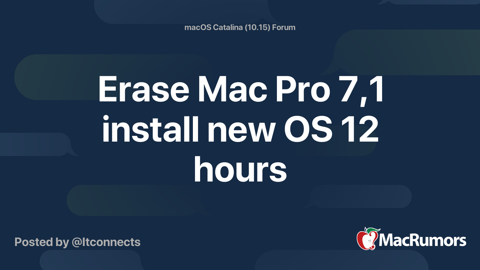 Erase Mac Pro 7,1 install new OS 12 hours | MacRumors Forums