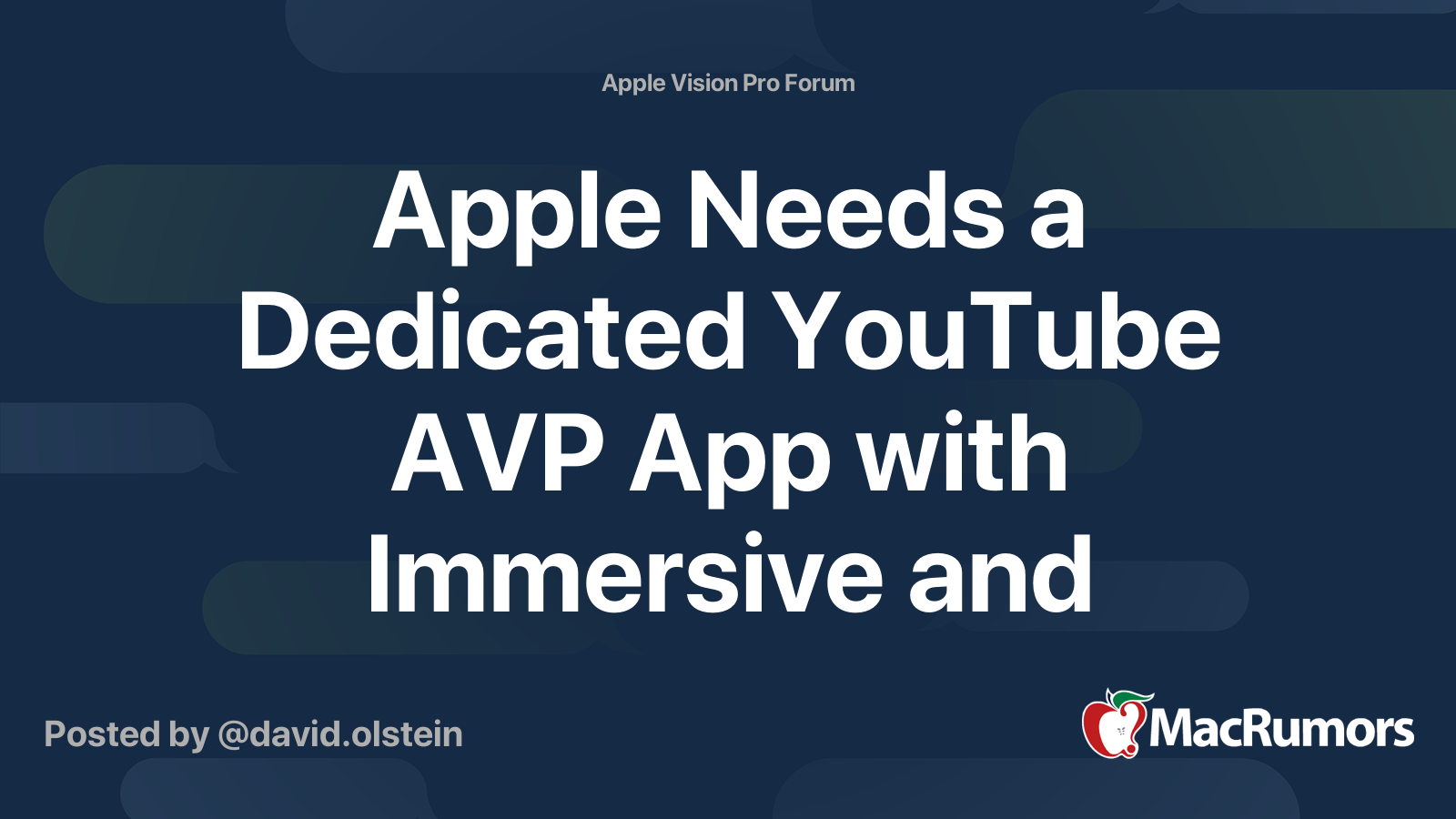 Apple Needs a Dedicated YouTube AVP App with Immersive and Spatial ...