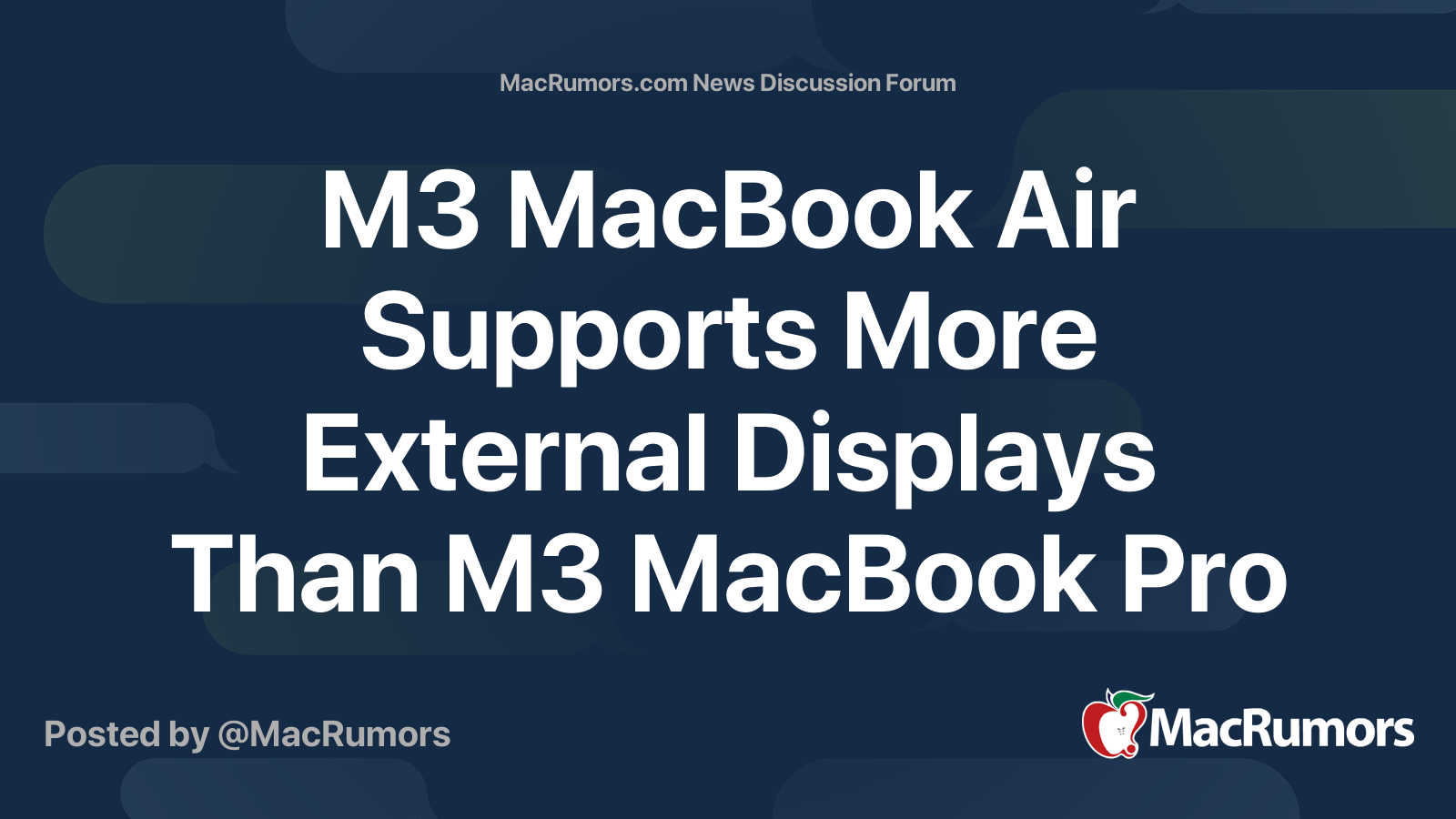 M3 MacBook Air Supports More External Displays Than M3 MacBook Pro ...