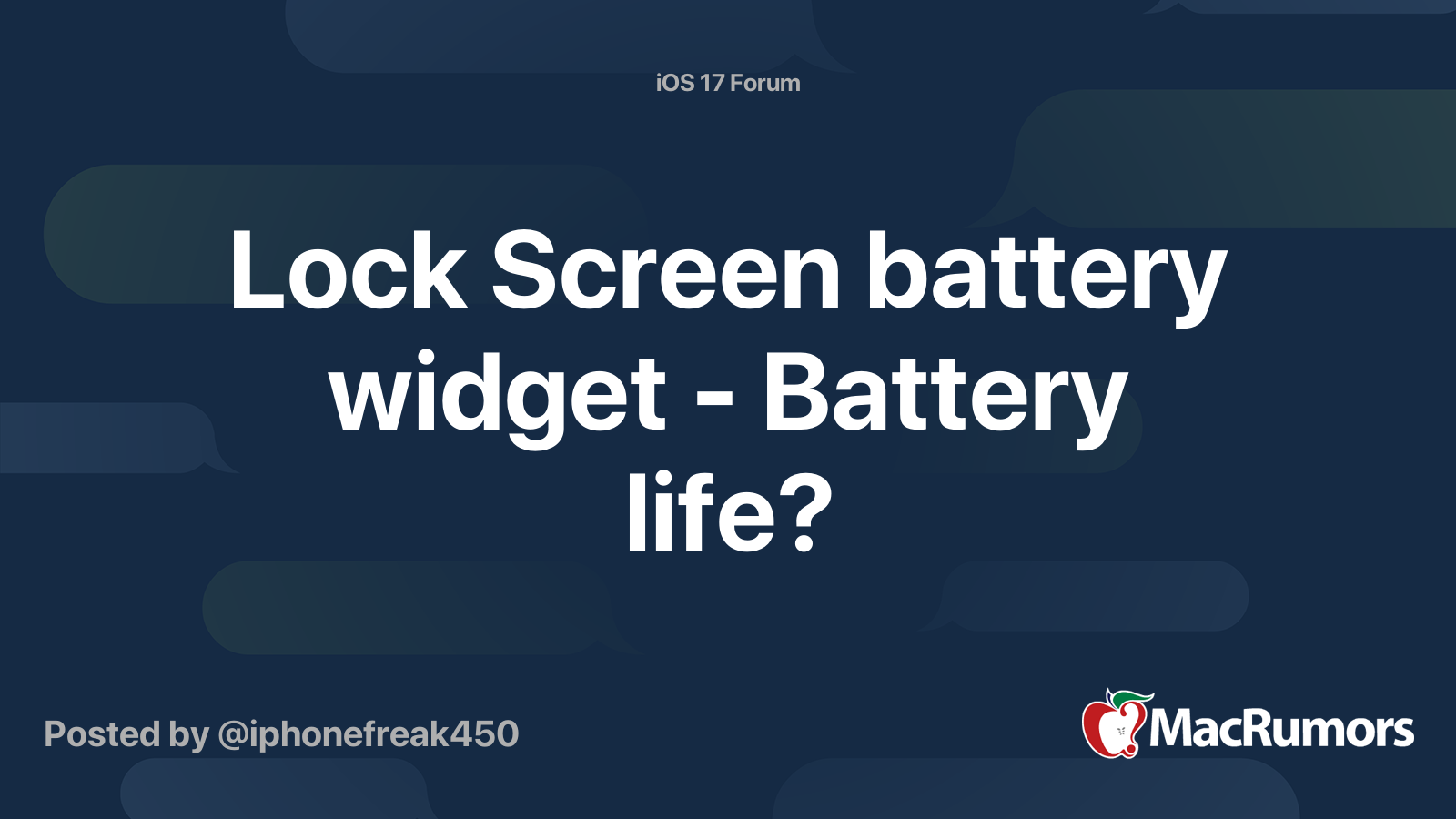 Lock Screen battery widget - Battery life? | MacRumors Forums