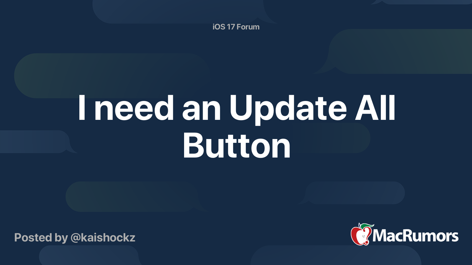 I need an Update All Button | MacRumors Forums