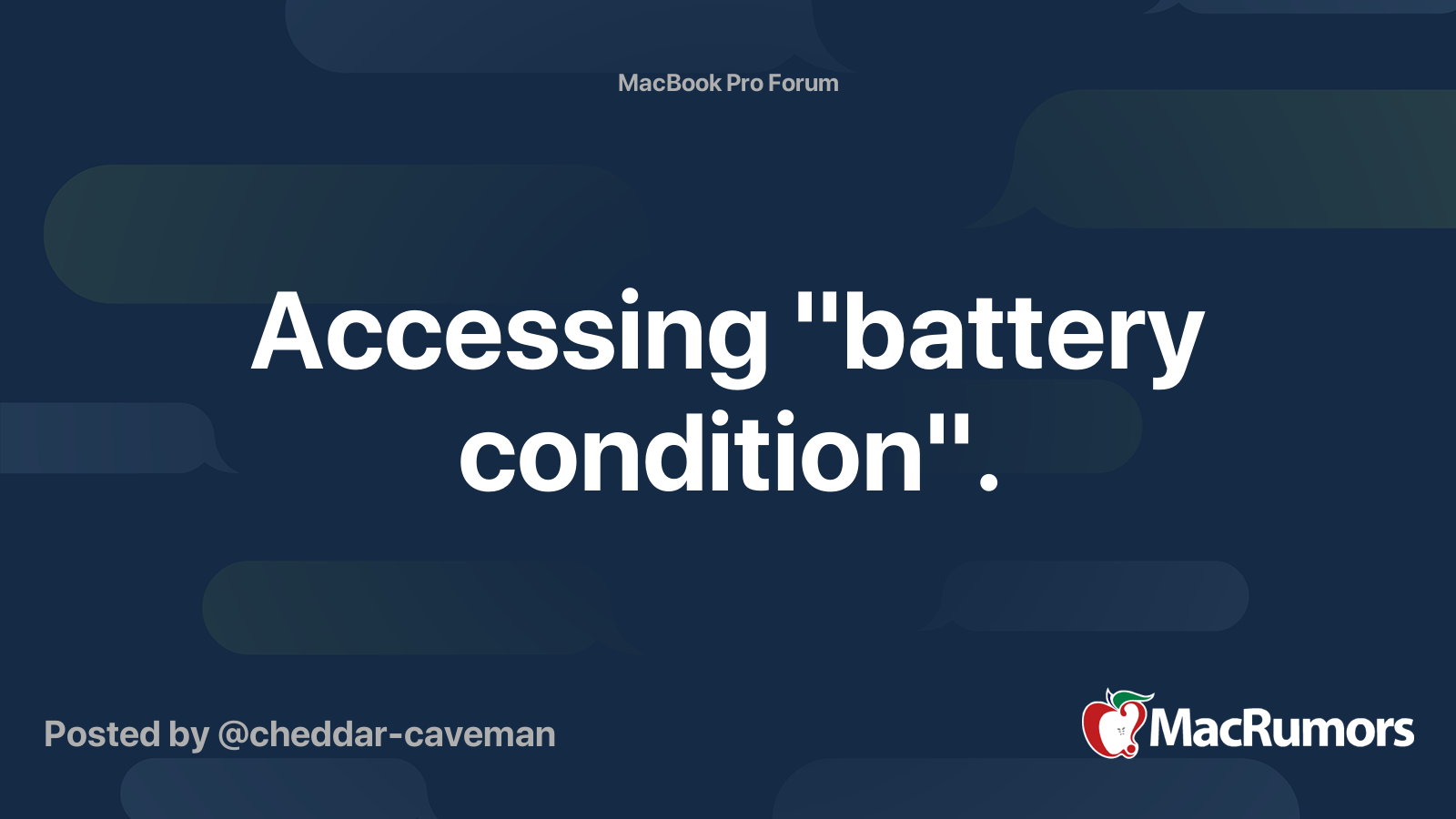 Accessing "battery condition". | MacRumors Forums