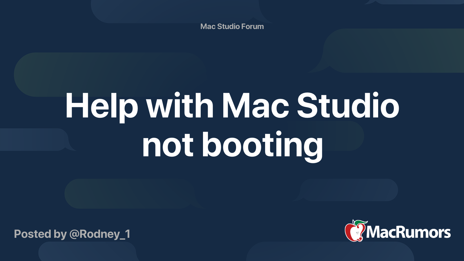 Help with Mac Studio not booting | MacRumors Forums