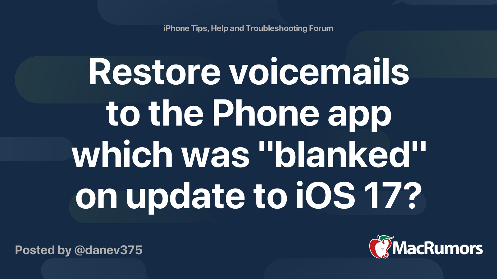 Restore voicemails to the Phone app which was "blanked" on update to ...