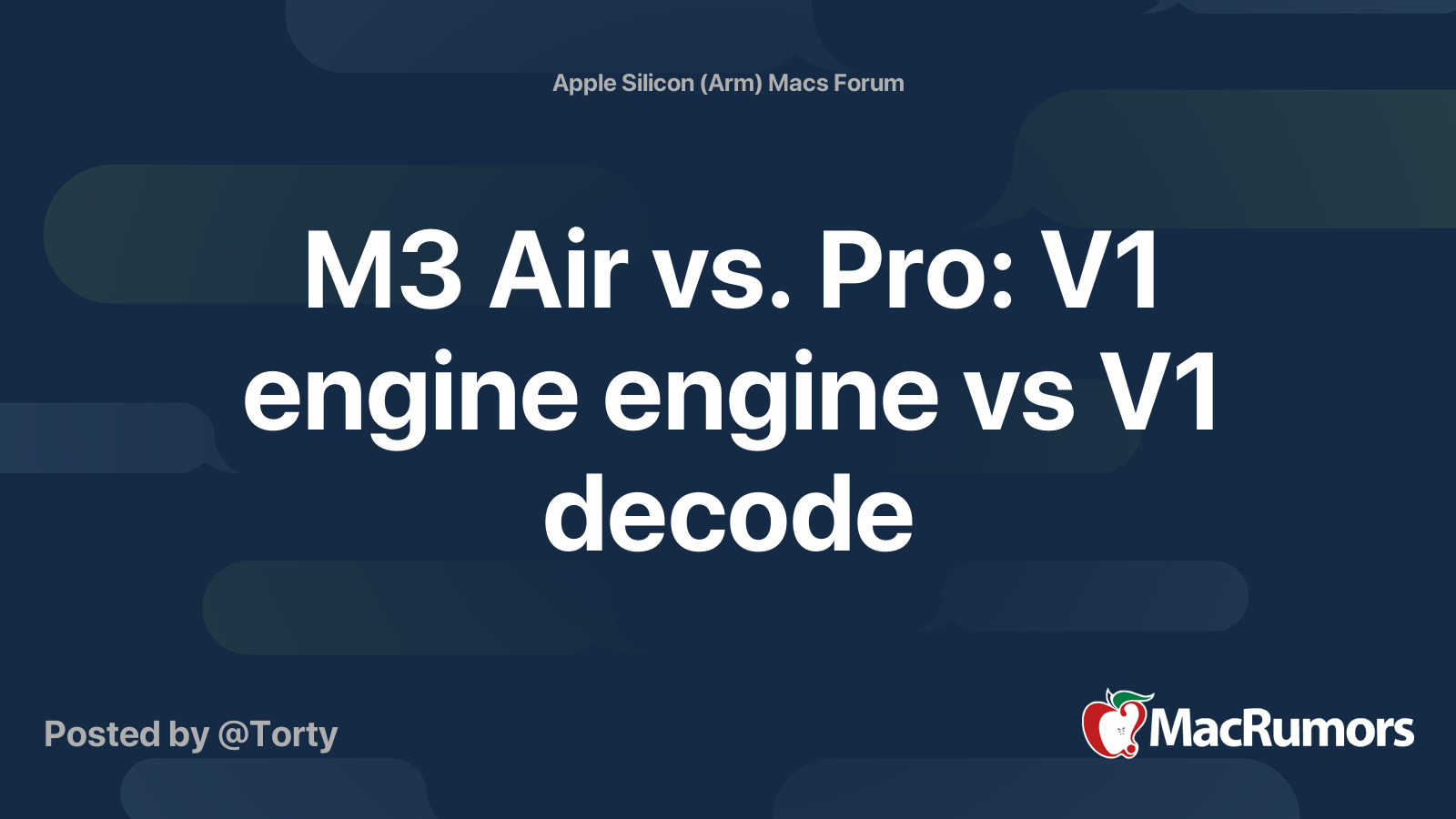 M3 Air vs. Pro: V1 engine engine vs V1 decode | MacRumors Forums