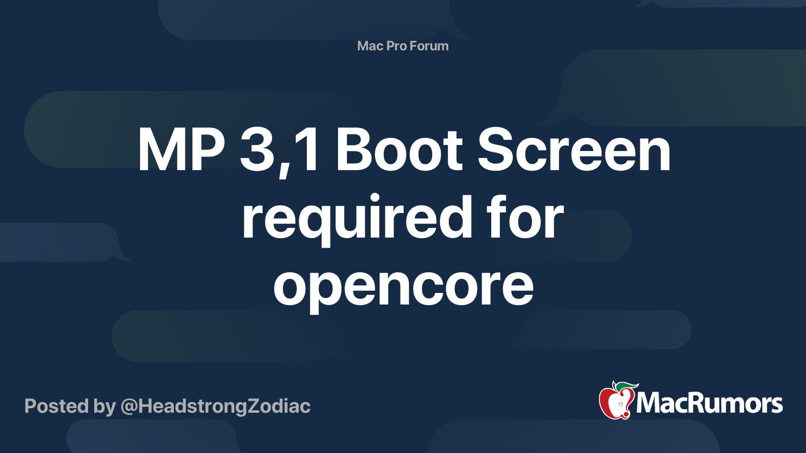 MP 3,1 Boot Screen required for opencore | MacRumors Forums