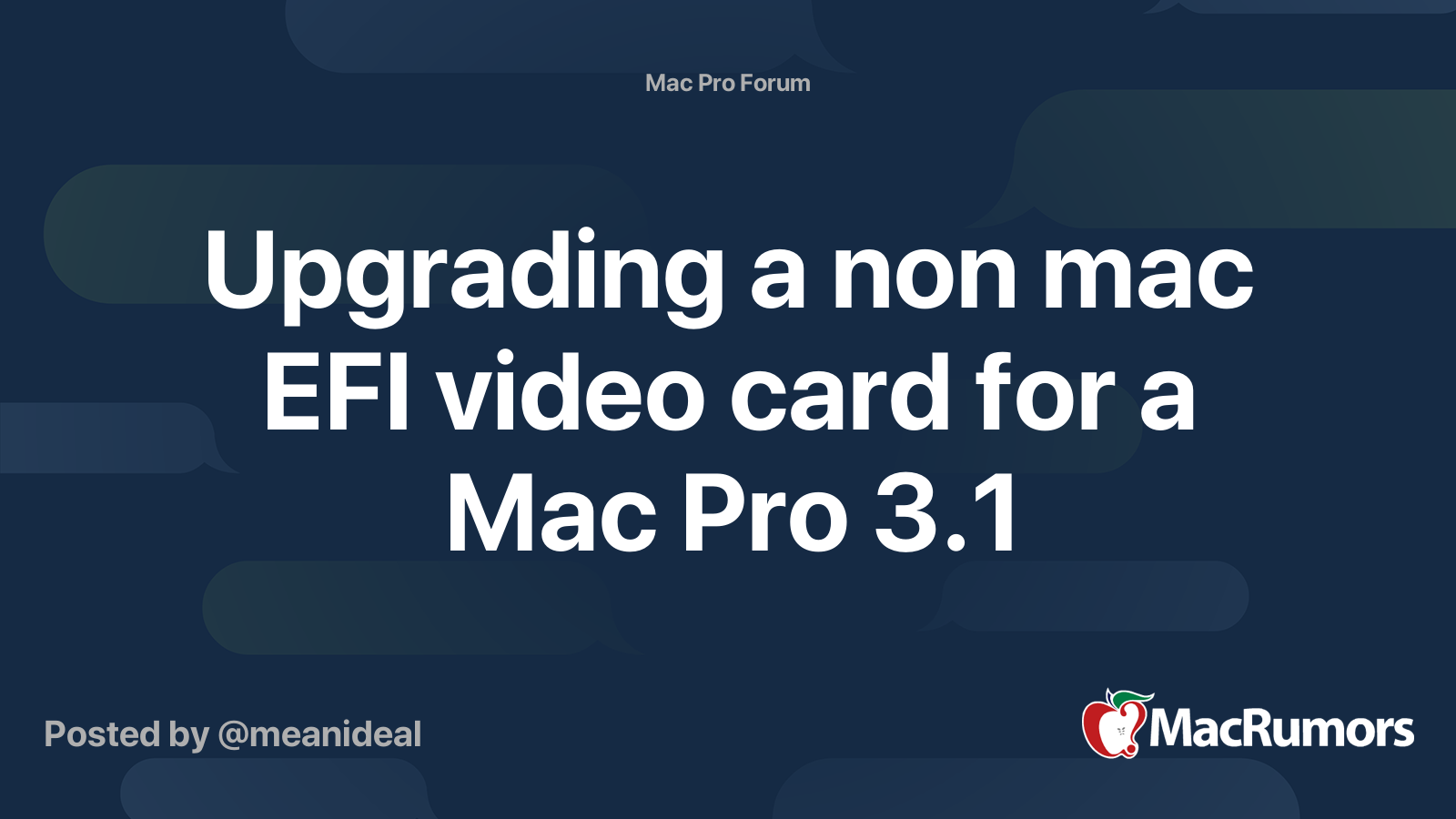 Upgrading a non mac EFI video card for a Mac Pro 3.1 | MacRumors Forums