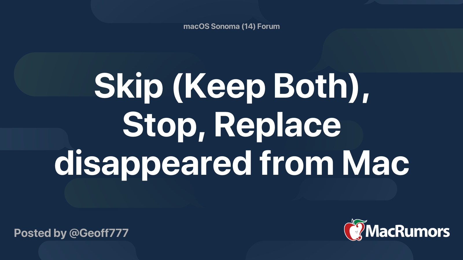 Skip (Keep Both), Stop, Replace disappeared from Mac | MacRumors Forums