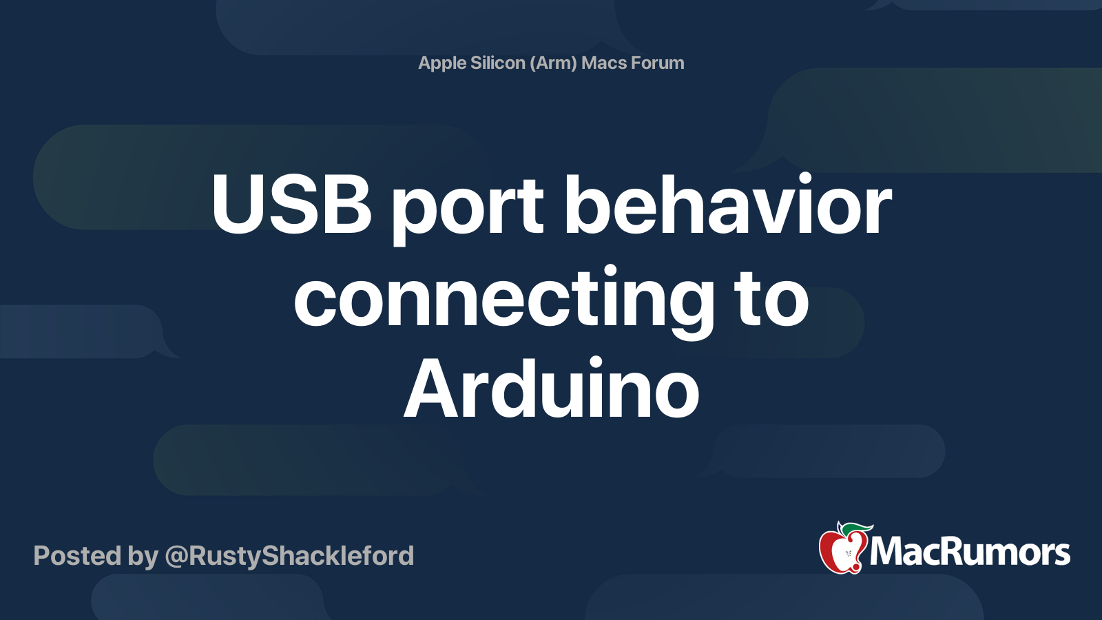 Usb Port Behavior Connecting To Arduino Macrumors Forums 