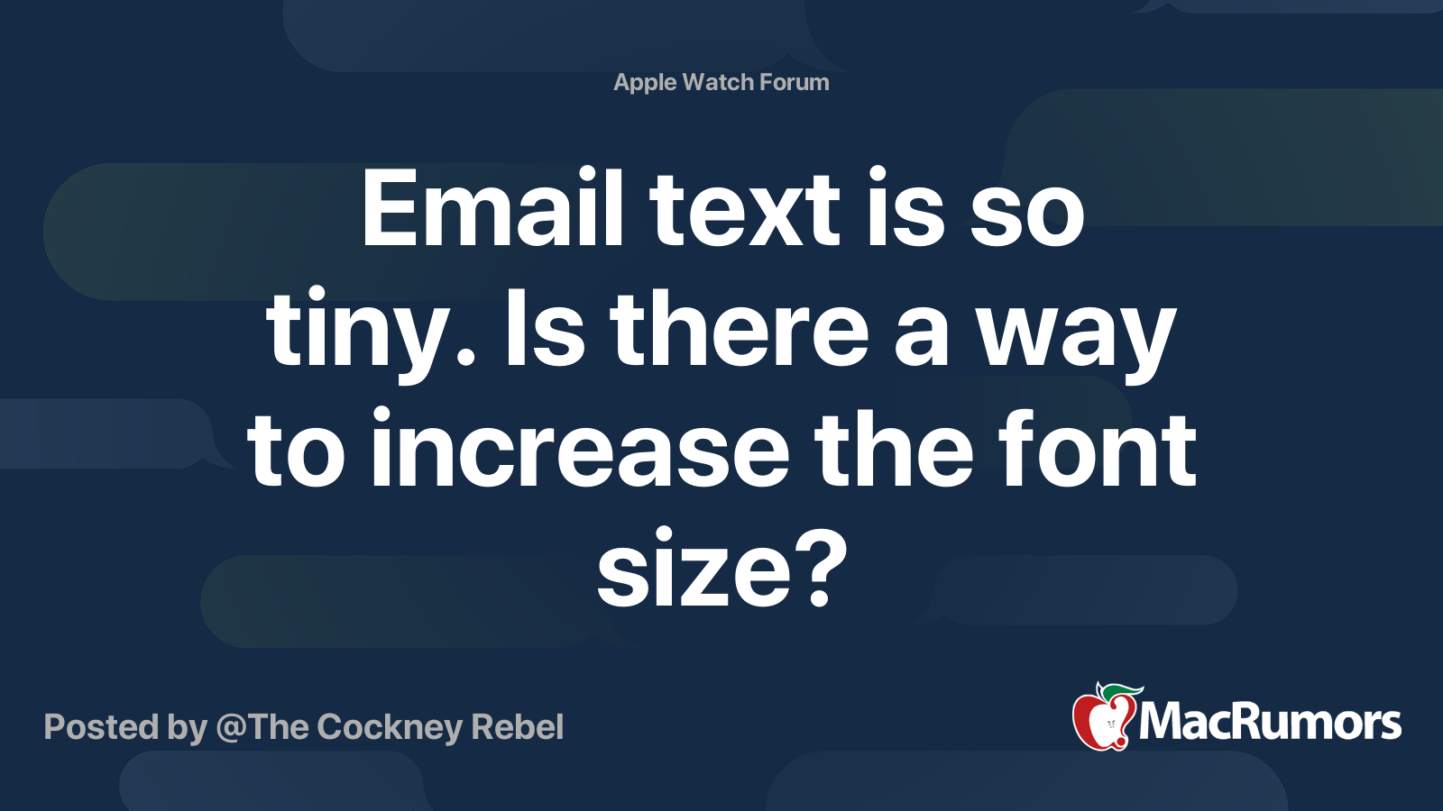 Email text is so tiny. Is there a way to increase the font size? | MacRumors Forums