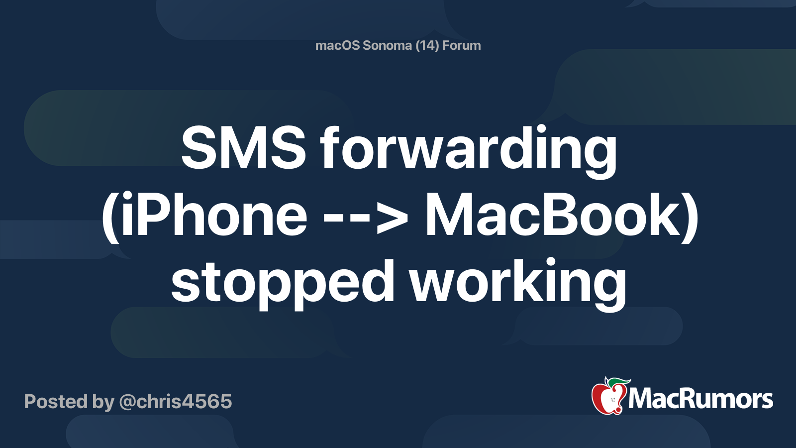 Sms Forwarding Iphone Macbook Stopped Working Macrumors Forums