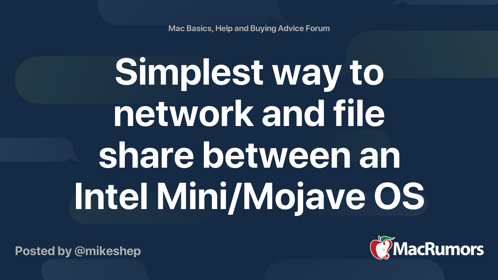 Simplest way to network and file share between an Intel Mini/Mojave OS and M2 with Monterey or ...