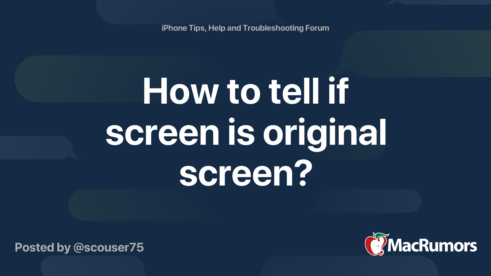 How to tell if screen is original screen? | MacRumors Forums
