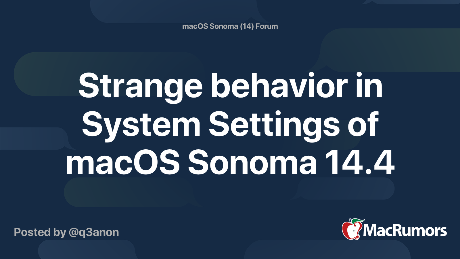 Strange behavior in System Settings of macOS Sonoma 14.4 | MacRumors Forums