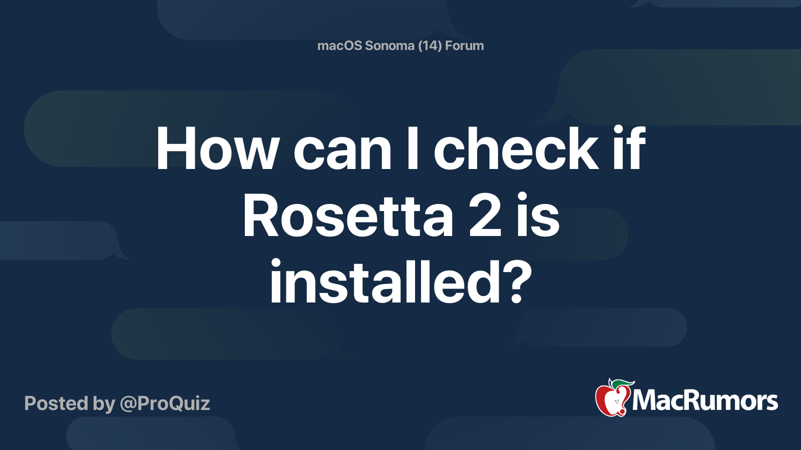 How can I check if Rosetta 2 is installed? | MacRumors Forums
