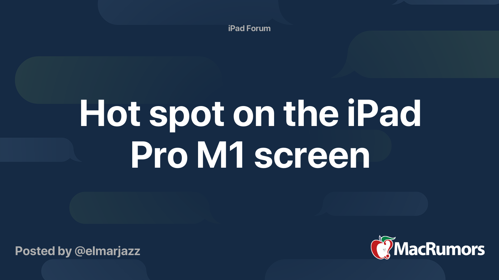 Hot spot on the iPad Pro M1 screen | MacRumors Forums