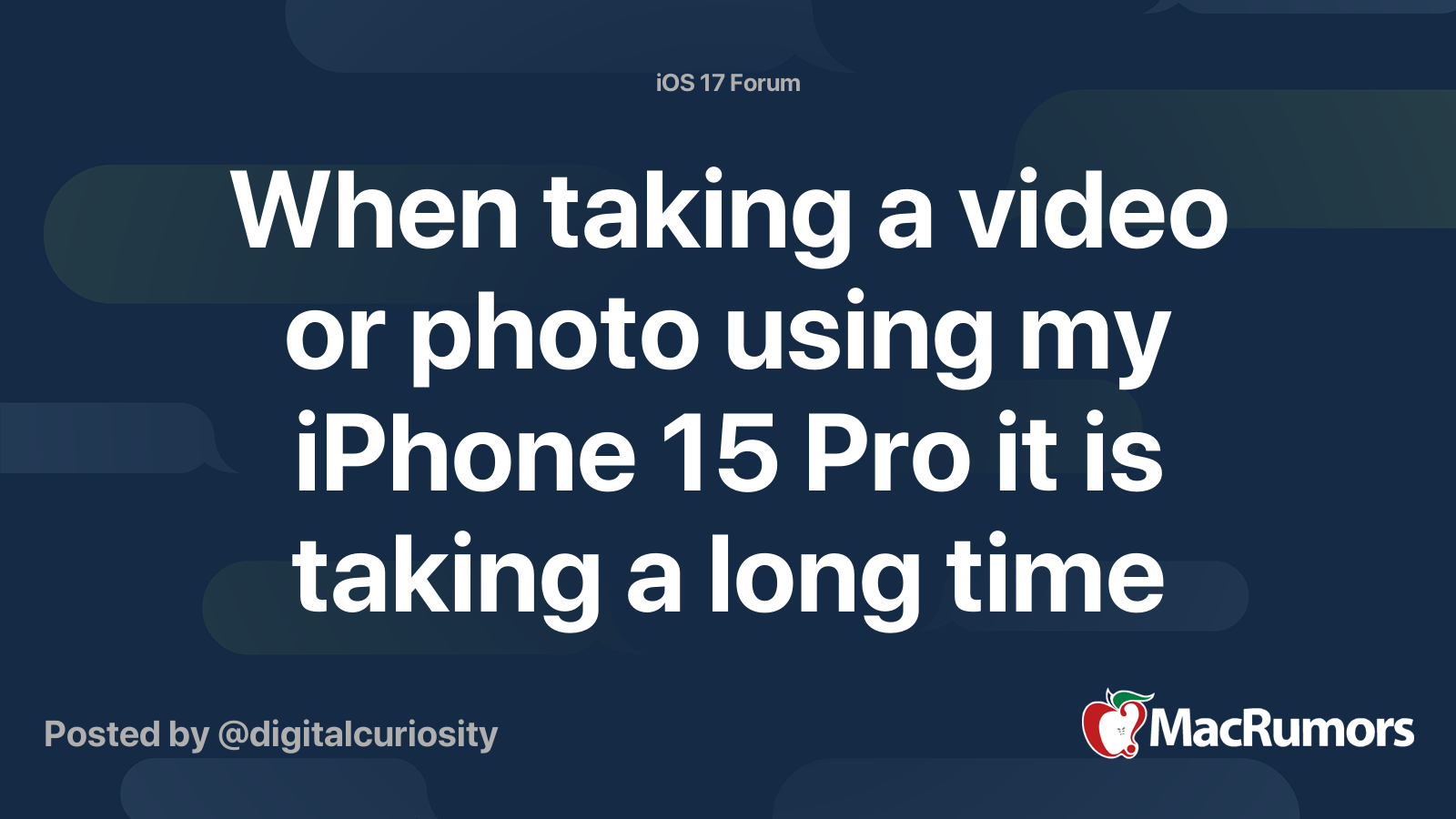 When taking a video or photo using my iPhone 15 Pro it is taking a long time to reach the cloud ...