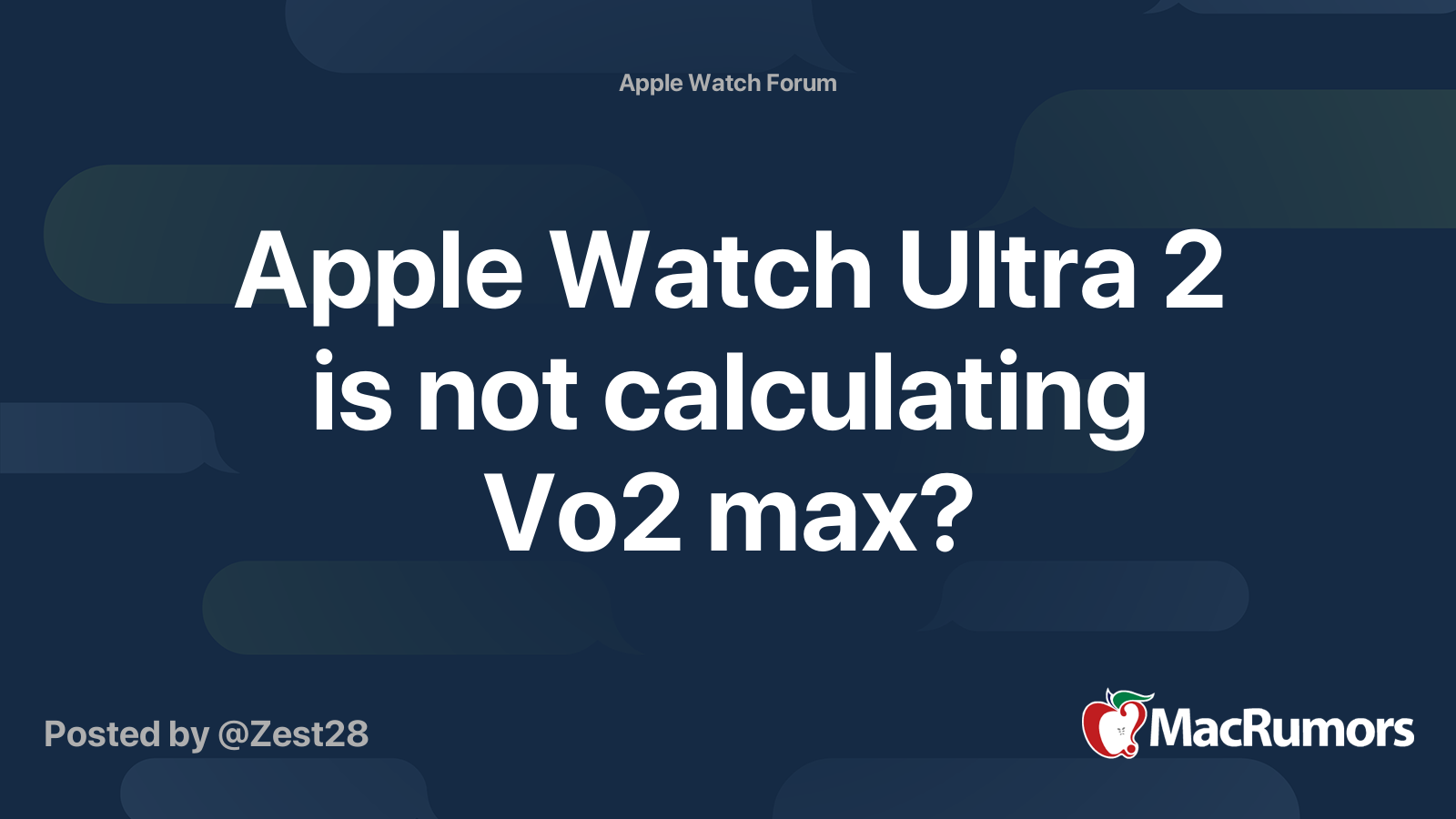 Apple Watch Ultra 2 is not calculating Vo2 max? | MacRumors Forums