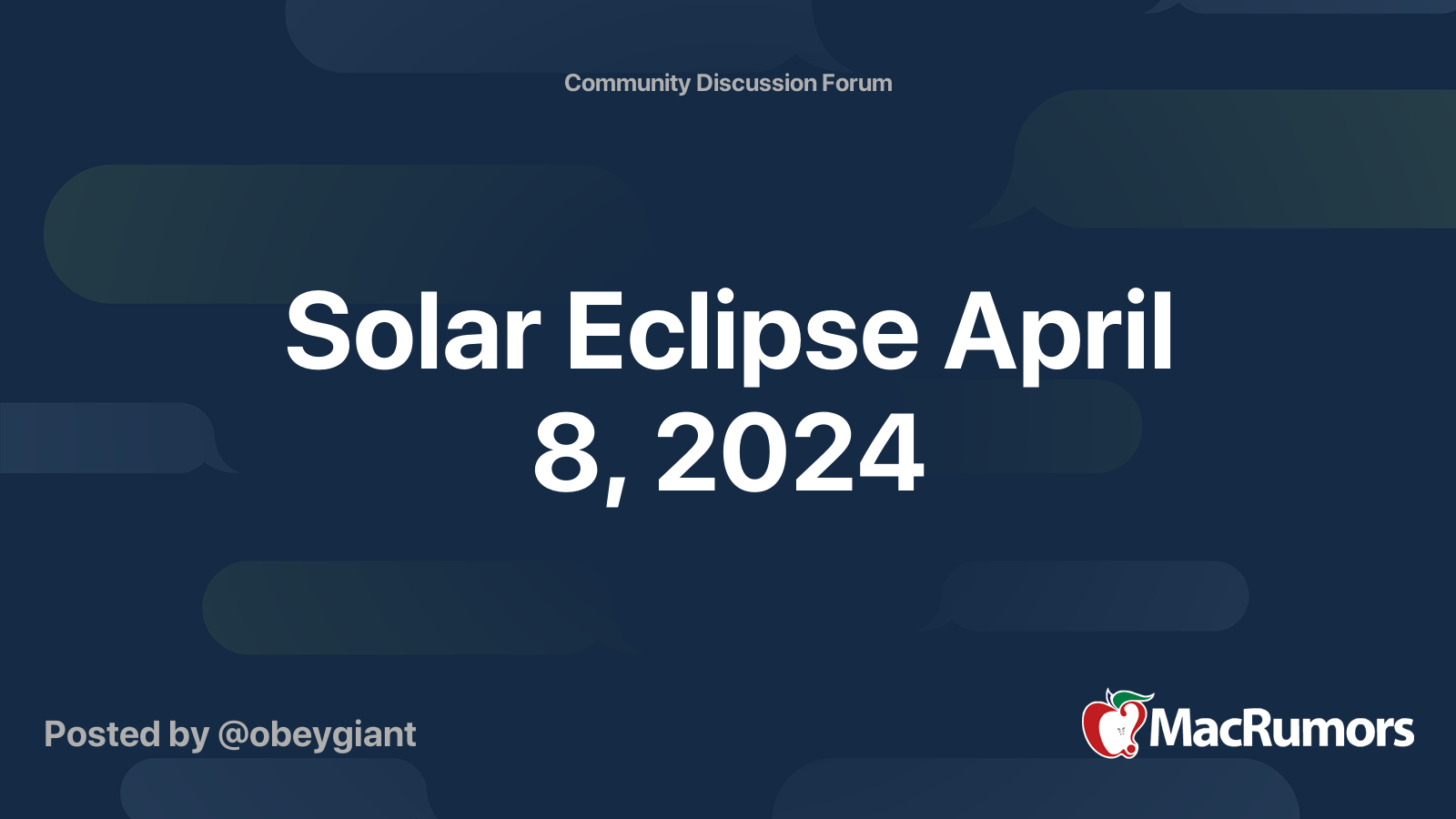 Solar Eclipse April 8, 2024 | MacRumors Forums