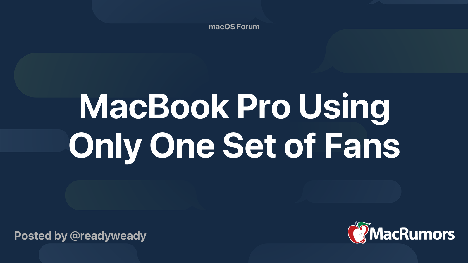 MacBook Pro Using Only One Set of Fans | MacRumors Forums