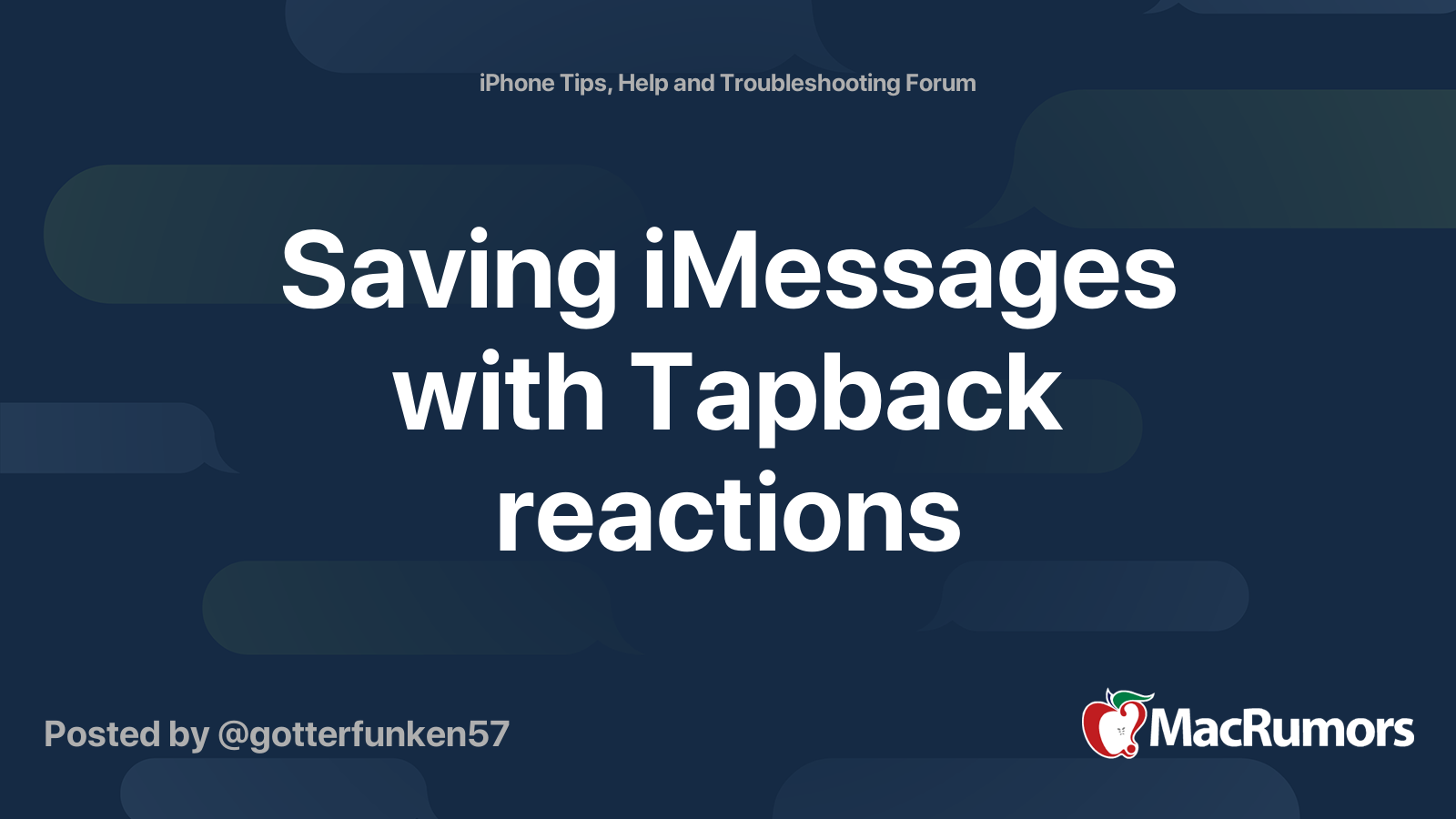 Saving iMessages with Tapback reactions | MacRumors Forums