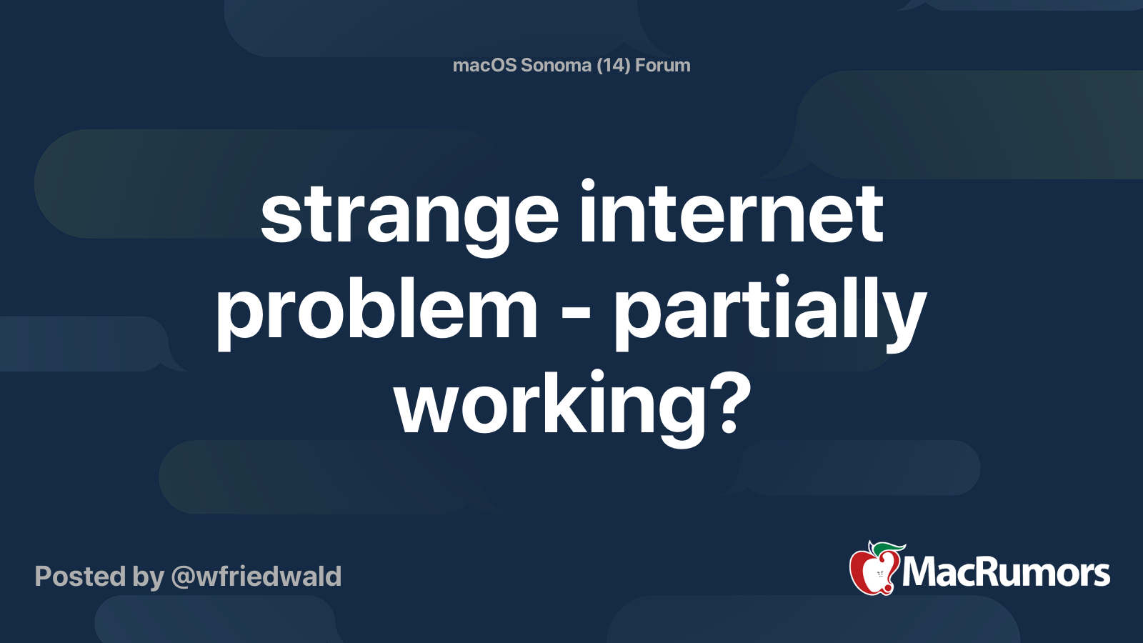 strange internet problem - partially working? | MacRumors Forums