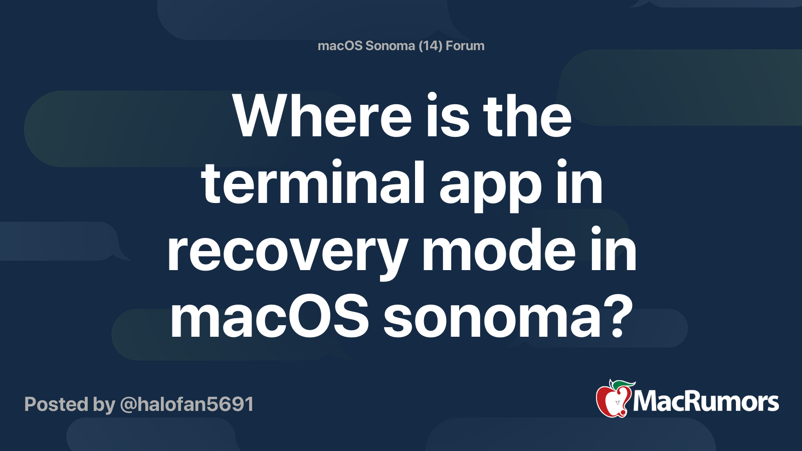 Where is the terminal app in recovery mode in macOS sonoma? | MacRumors Forums