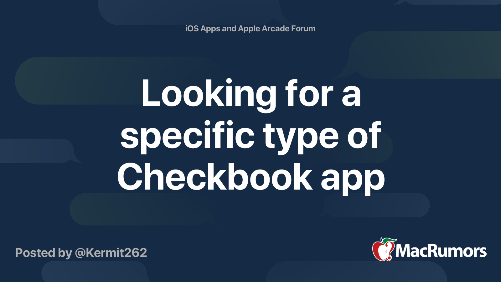 Looking for a specific type of Checkbook app | MacRumors Forums