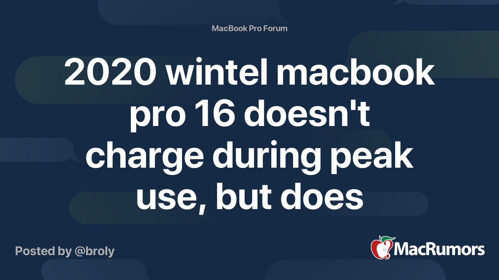 2020 wintel macbook pro 16 doesn't charge during peak use, but does ...