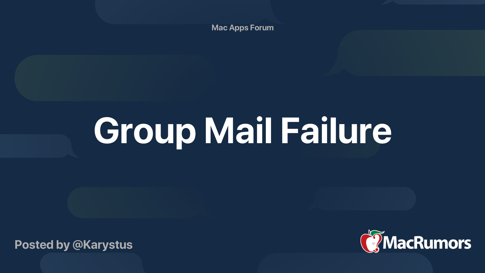Group Mail Failure | MacRumors Forums