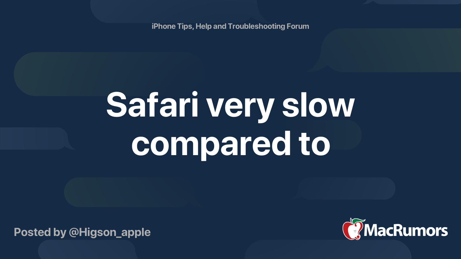 Safari very slow compared to | MacRumors Forums