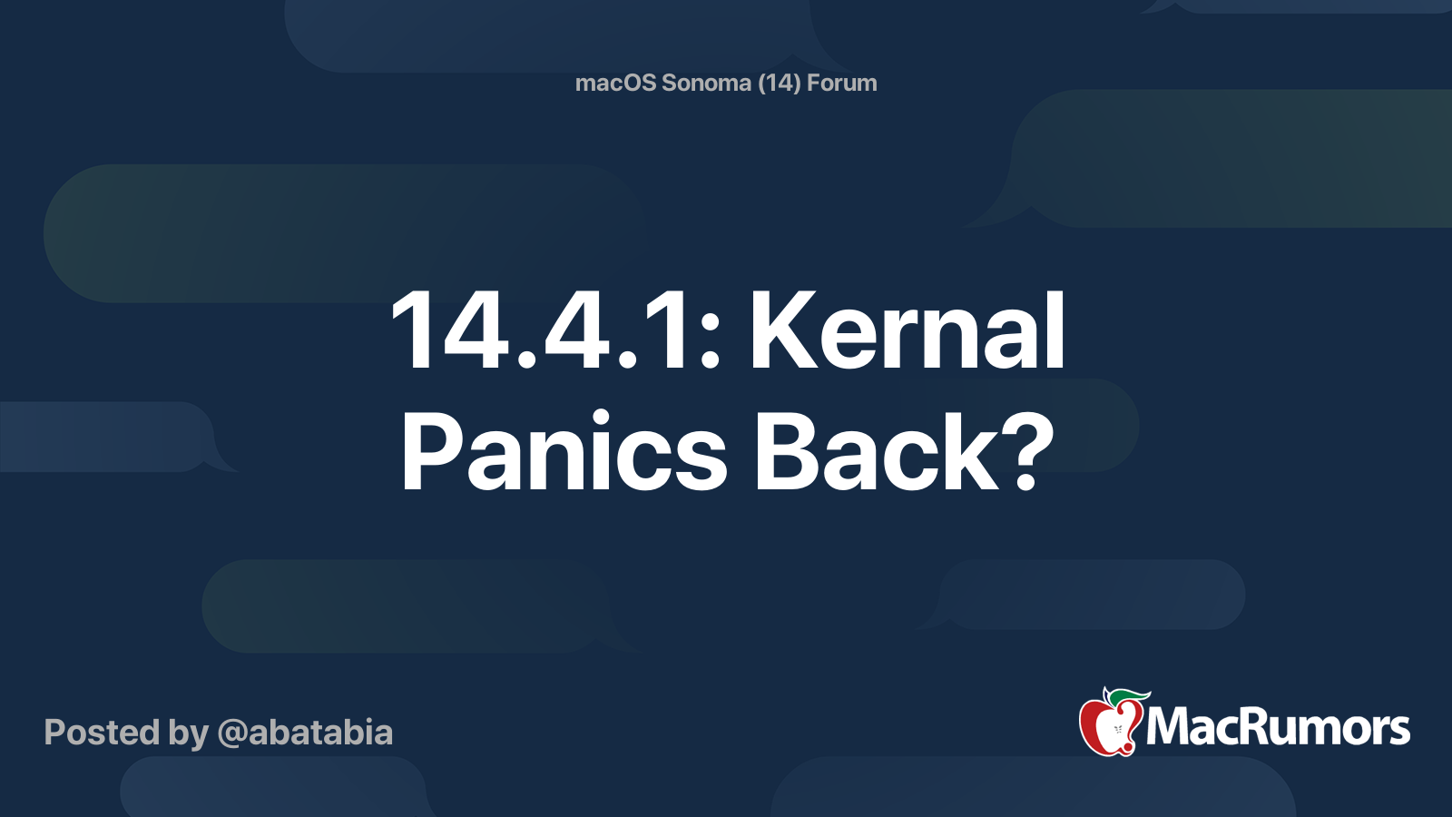14.4.1: Kernal Panics Back? | MacRumors Forums