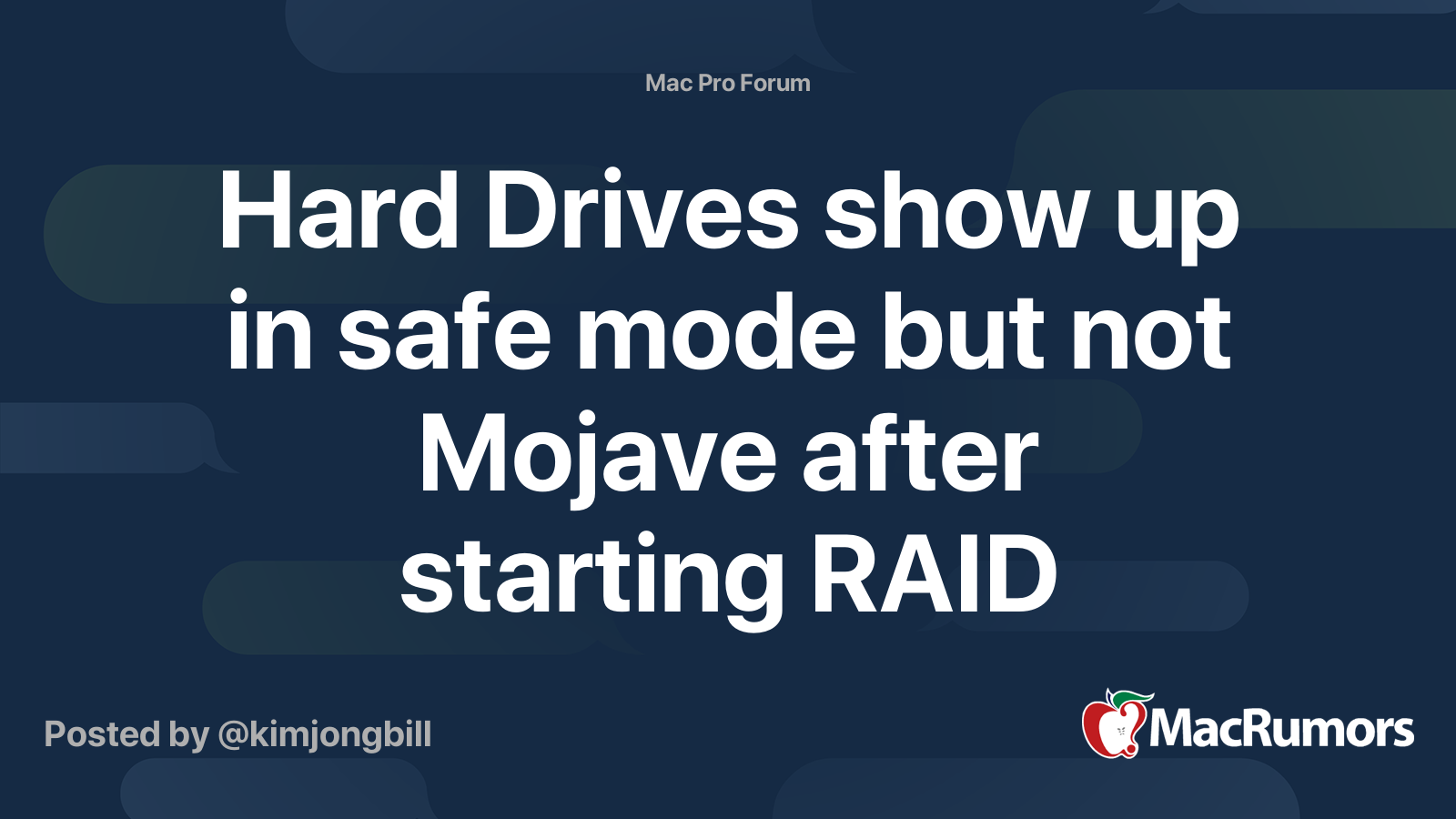 Hard Drives show up in safe mode but not Mojave after starting RAID | MacRumors Forums