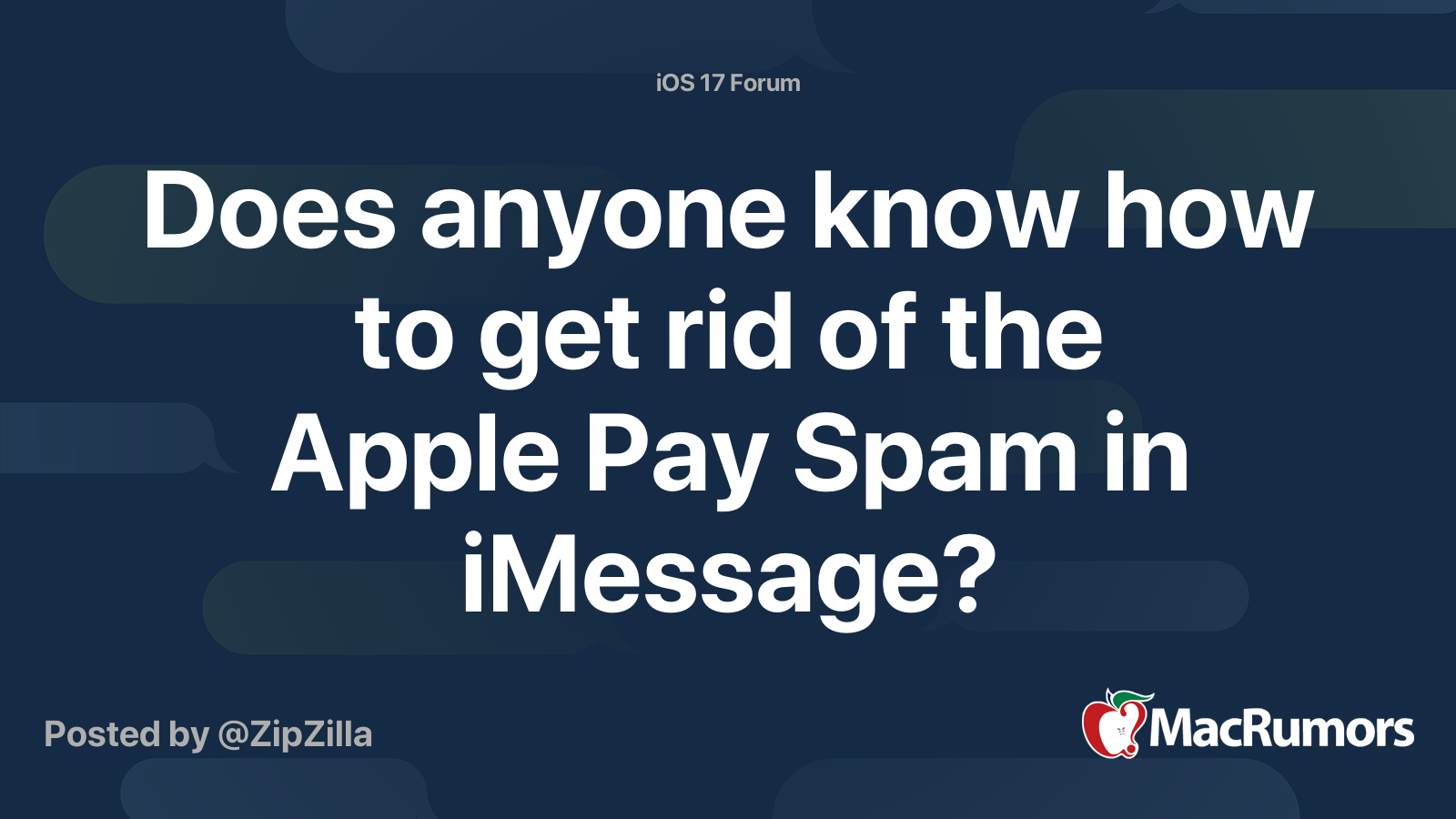 Does anyone know how to get rid of the Apple Pay Spam in iMessage ...