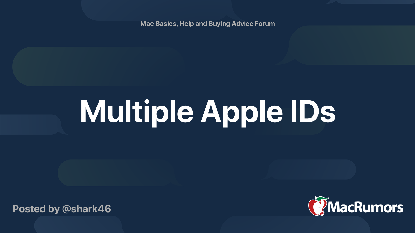 Multiple Apple Ids Macrumors Forums